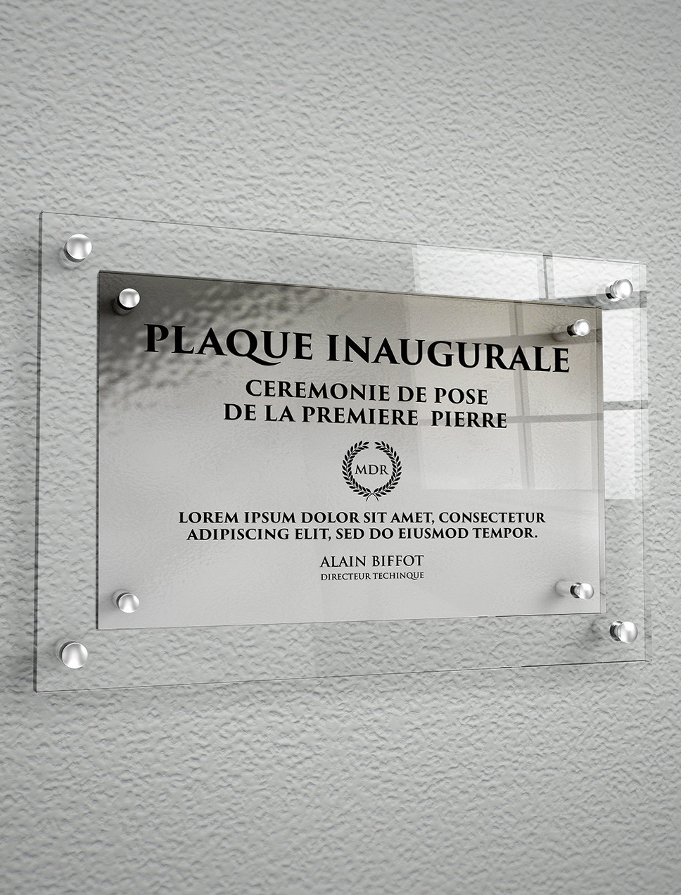 Plaque 3D Polyester Argent 01